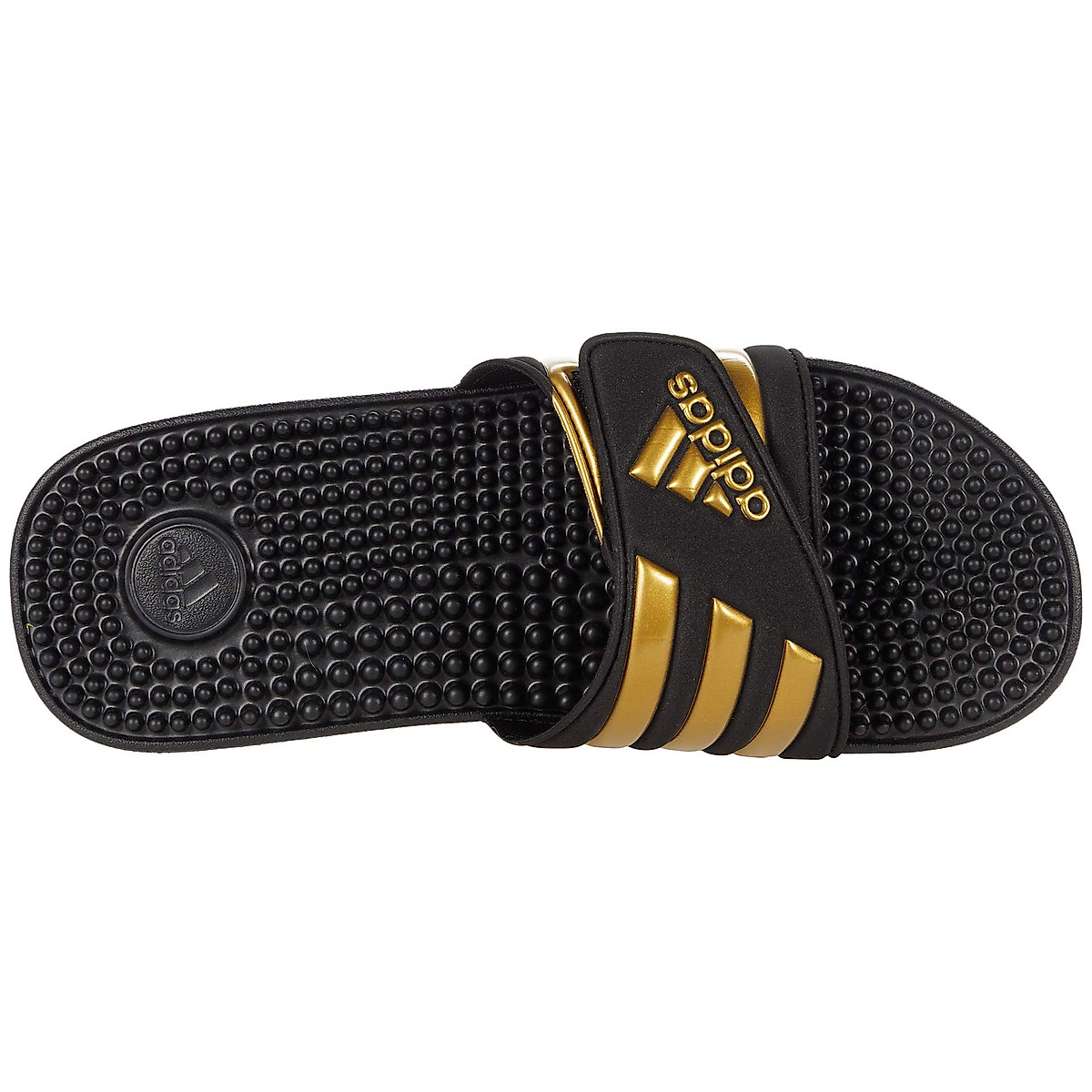 adidas Unisex Adissage Slides Sandal, Black/Gold Metallic/Black, 11 US Men