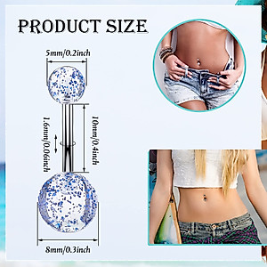 Sureio 40 Pcs 14g Belly Button Rings Colorful Surgical Stainless Steel Round Piercing Navel Barbell Dangle Curved Navel Rings for Women Girls Piercing Jewelry