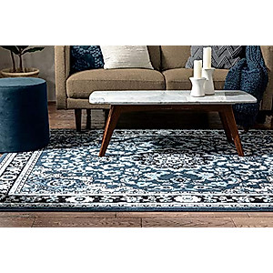Well Woven Persa Nima Traditional Medallion Persian Blue 5'3" X 7'3" Area Rug