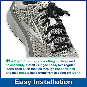 IBUNGEE LACES (Elastic No Tie Shoelaces (Black, 26-Inch)