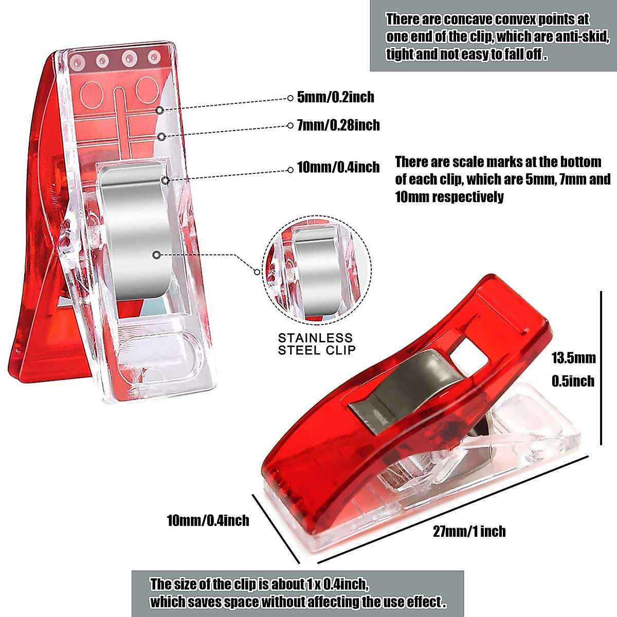GMMA Sewing Clips for Fabric Acrylic Multifunctional Quilting Clips 180 Pcs Quilting Supplies, Sewing Accessories and Supplies