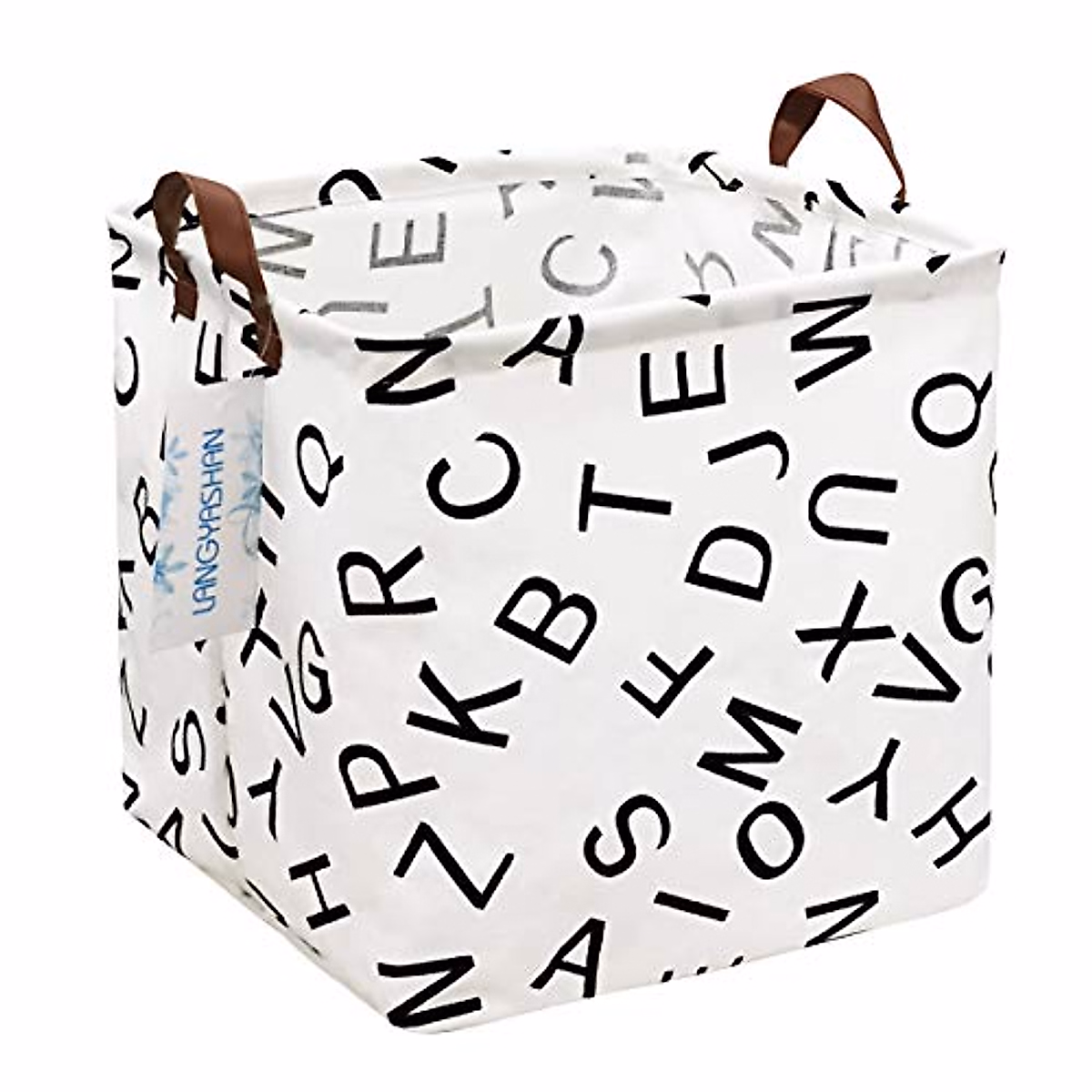 LANGYASHAN Square Storage Baskets Waterproof Canvas Children Laundry Nursery Hamper for Shelves Gift Baskets Toy Organizer Room Decor (Square alphabet)