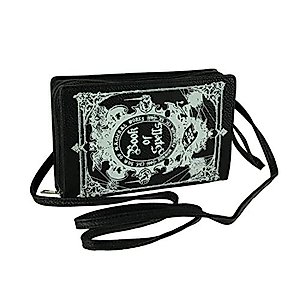 Things2DIe4 Black and White Glow in the Dark Book of Spells Crossbody Purse, Medium
