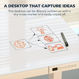 FitStand Standing Desk with Glass Desk Top, 48 Inches Height Adjustable Desk with Drawer,Electric Home Office Desk with USB Charge Ports& Child Lock, Stand Up Computer Desk