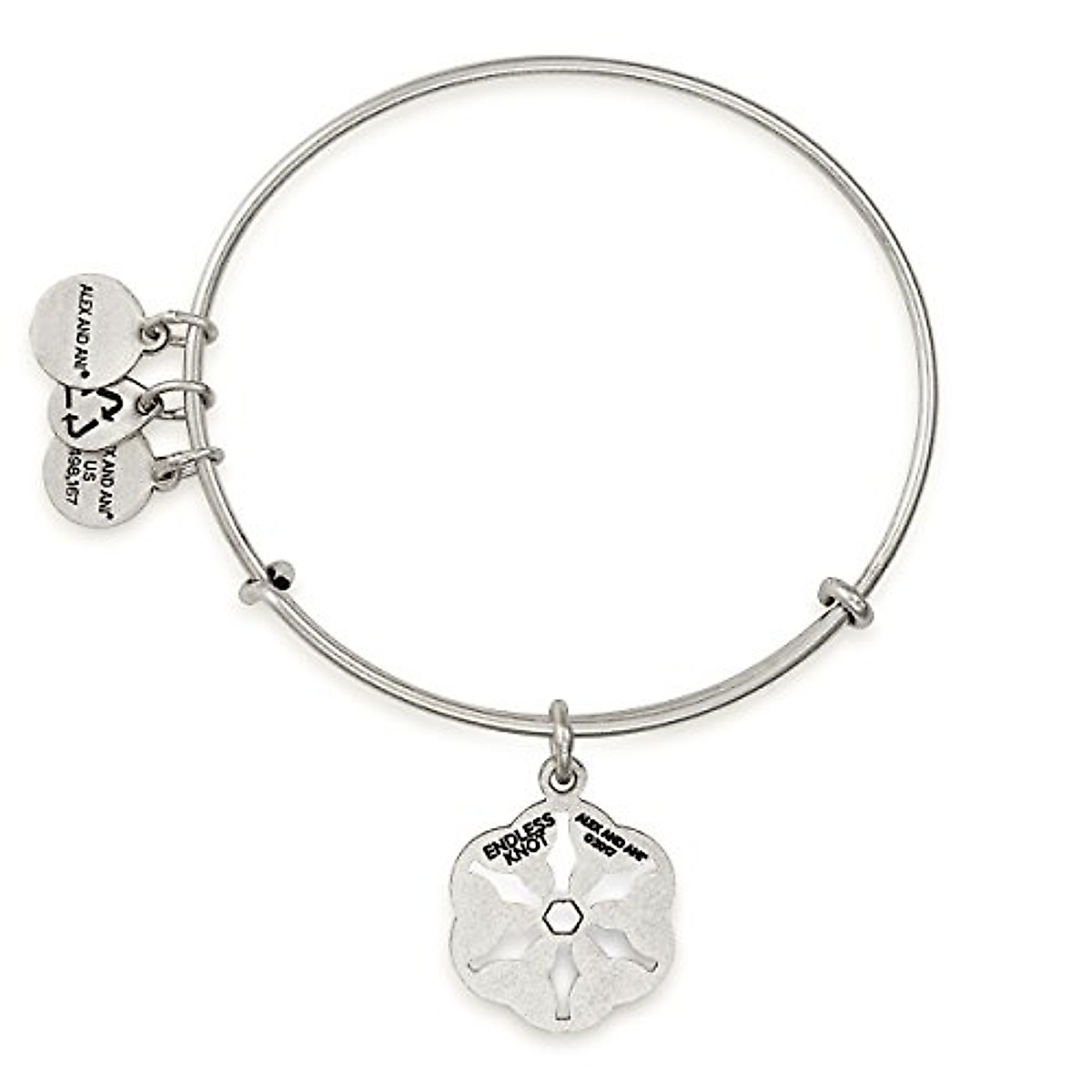 Alex and Ani Classics Expandable Bangle for Women, Endless Knot III Charm, Rafaelian Silver Finish, 2 to 3.5 in