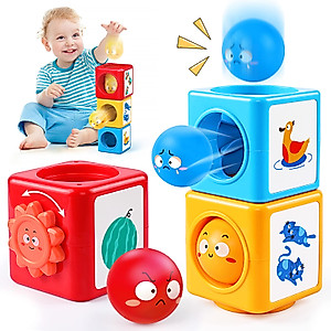 Baby Toys 6-12 Months Stacking & Sorting Toys for 1 Year Old Boys & Girls Montessori Toys for Toddler 1-3 Ball Drop Toys for Kids Blocks Educational Toy for 9 12 18 24 Months Baby Gift for 1 Year Old