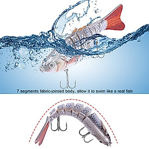 Lifelike Fishing Lures for Bass, Trout, Walleye, Predator Fish - Realistic Multi Jointed Fish Popper Swimbaits - Spinnerbaits Lure Fishing Tackle Kits - Freshwater and Saltwater Crankbaits - 3 Pack
