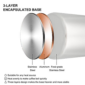 APOXCON Multi Use Percolator Coffee Pot Stainless Steel Stove Top Coffee Maker with Two Borosilicate Glass Knob Silica Handle Camping Coffee Pot Using on Campfire Stove & Induction Cooker Silver 9 Cup