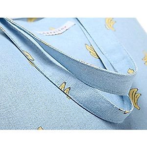 Caixia Women's Cotton Banana Print Blue Canvas Tote Shopping Bag, Tote-no Closure, Medium