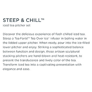 Tea Forte Tea Over Ice Steeping Tea Pitcher Set of Two, 12oz Glass Ice Tea Pitcher and 24 oz Pitcher for Perfect Flash Chilled Ice Tea, Dishwasher Safe