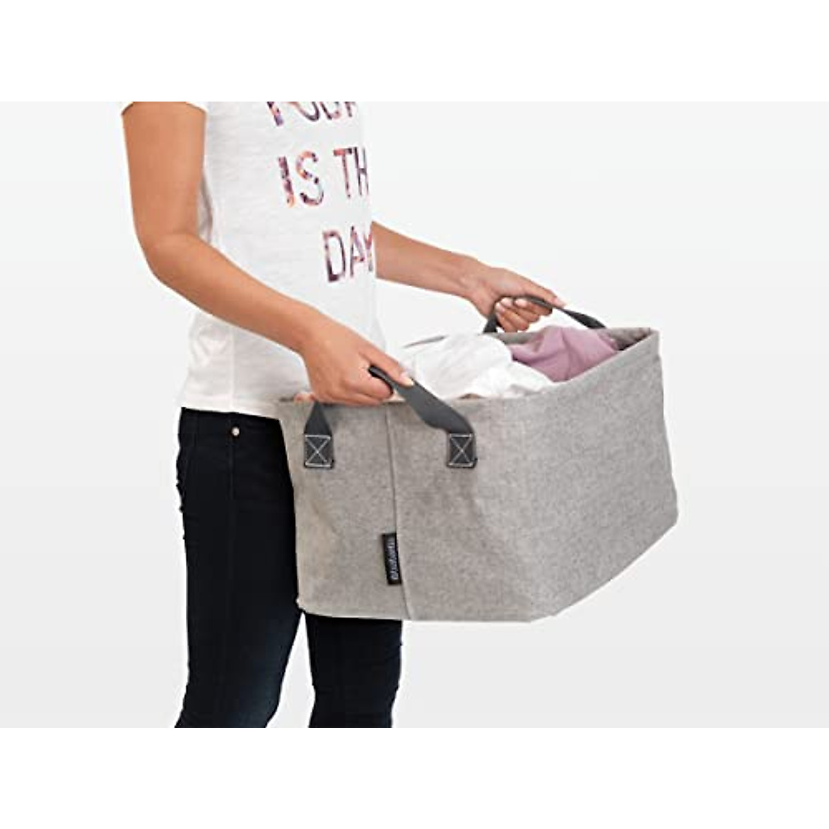 Brabantia - Foldable Laundry Basket - Compact Storage Box - Water Resistant Coating - Multi-Functional - Laundry Hamper - Bathroom - Collapsible - Grey - 9 Gal