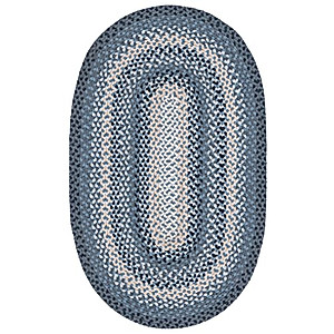 SAFAVIEH Braided Collection 3' x 5' Oval Dark Grey/Blue BRD651H Flatweave Reversible Cotton Entryway Foyer Living Room Bedroom Kitchen Area Rug