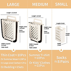 Yaromo Collapsible Laundry Baskets Plastic Laundry hamper Thickened Support Portable And Wall Laundry Hamper,Durable Unbreakable 3 UNIT(Size L+M+S) Wihte(57 L/15 Gallon)