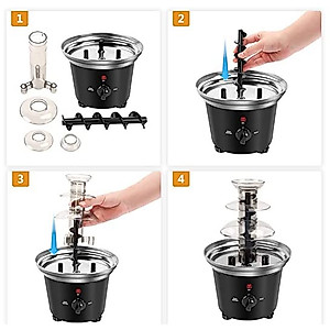 Chocolate Fondue Fountain,Chocolate Melt Dipping Machine Warmer.1.2 Pound,3 Tier Mini Chocolate Fountain Melting Tower for Children's Christmas Party, Family Gathering,Wedding,Mother's Day(Dark Black)