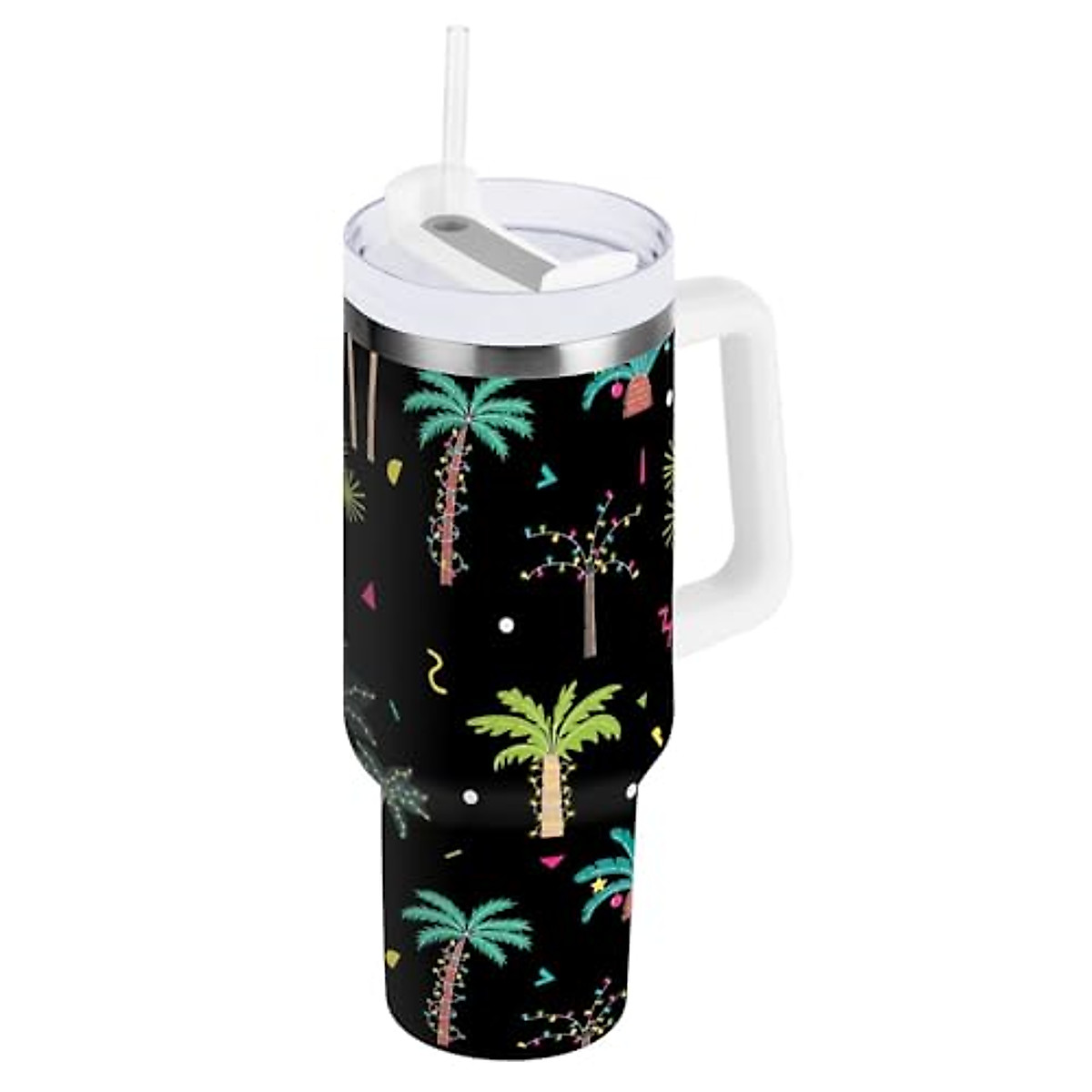 RPLIFE Christmas Palm Trees Tumbler Cup, Stainless Steel Cup, Tumbler with Straw