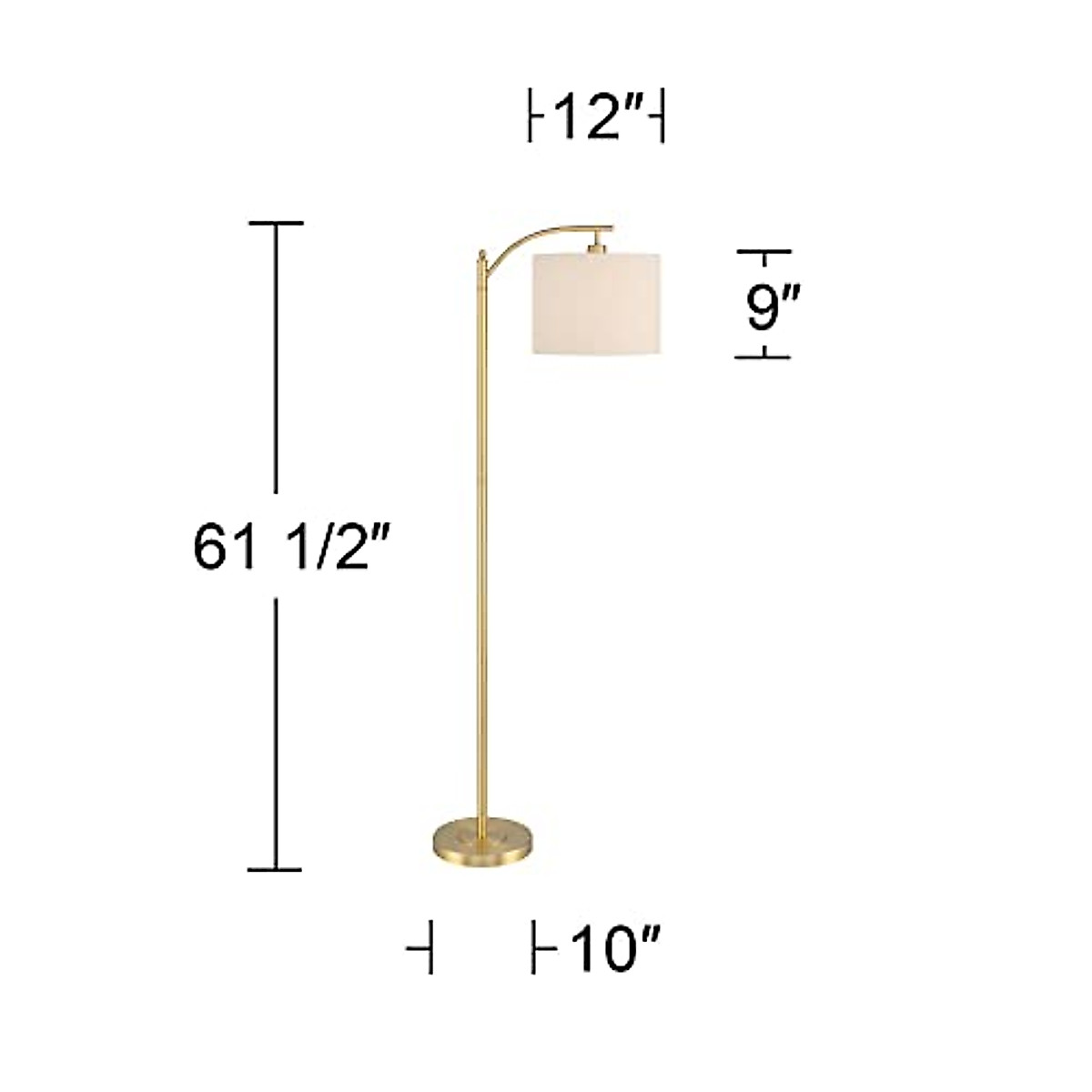 360 Lighting Rayna Modern Downbridge Floor Lamp Standing 61 1/2" Tall Warm Gold Metal Off-White Linen Fabric Drum Shade for Living Room Reading Bedroom Bedside Office Family House Home