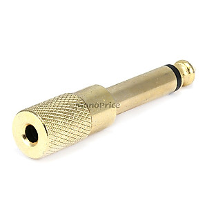 Monoprice Metal 6.35mm (1/4 Inch) Mono Plug to 3.5mm Stereo Jack Adaptor - Gold Plated