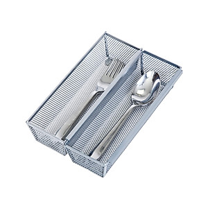 Smart Design Drawer Organizer - Set of 6 - Steel Metal Mesh - 12 x 3 Inch - Interlocking Arm Connection - Utensils, Flatware, Organization - Kitchen - Bronze