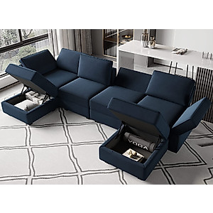 Belffin Velvet Back Cushion for Modular Sofa Rectangle Throw Pillows Soft Back Cushion (Blue)