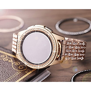 Dsytom Compatible with Galaxy Watch 42mm Band Women+ Bezel, 20mm Jewelry Watchband & Bezel Ring Cover Diamond Strap Bracelet for Samsung Galaxy Watch 4 Classic 42mm (Rose gold)