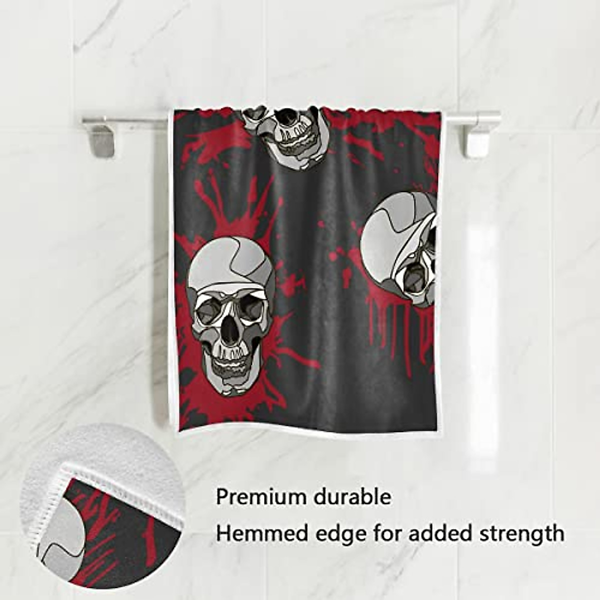 HUSSRITY Skulls and Blood Towels Super Soft Hand Towel Highly Absorbent Washcloths Quick Dry Bath Towel 30x15 Inch Durable Lightweight