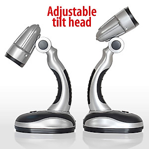 Mitaki-Japan ELDSKLT Led Desk Lamp, 12-Bulb Battery-Operated Table Light for Home, Office, Silver/Black