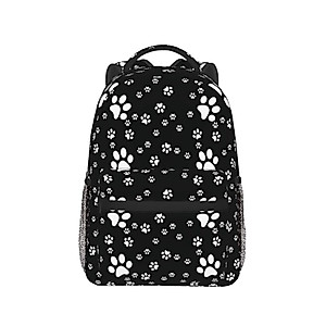 MANQINF Colorful Dog Paw Print Backpack,Cute Bookbags Laptop Bag Shoulder Bags Travel Hiking Camping Daypack for Men Women
