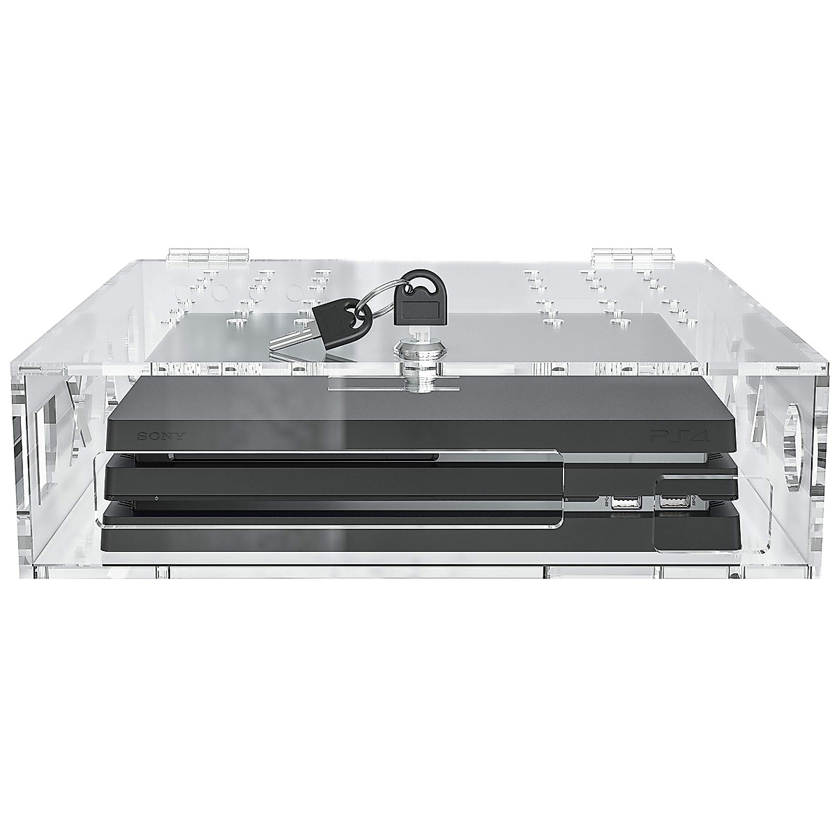 Skywin Acrylic Lock Box for PS4 Game Console - Secure and Protect Public Gaming Consoles - Compatible with Playstation, PS4 Slim, PS4 Pro