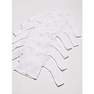 Gerber Baby 6-Pack Long-Sleeve Side-Snap Mitten-Cuff Shirt, White, 0-3 Months