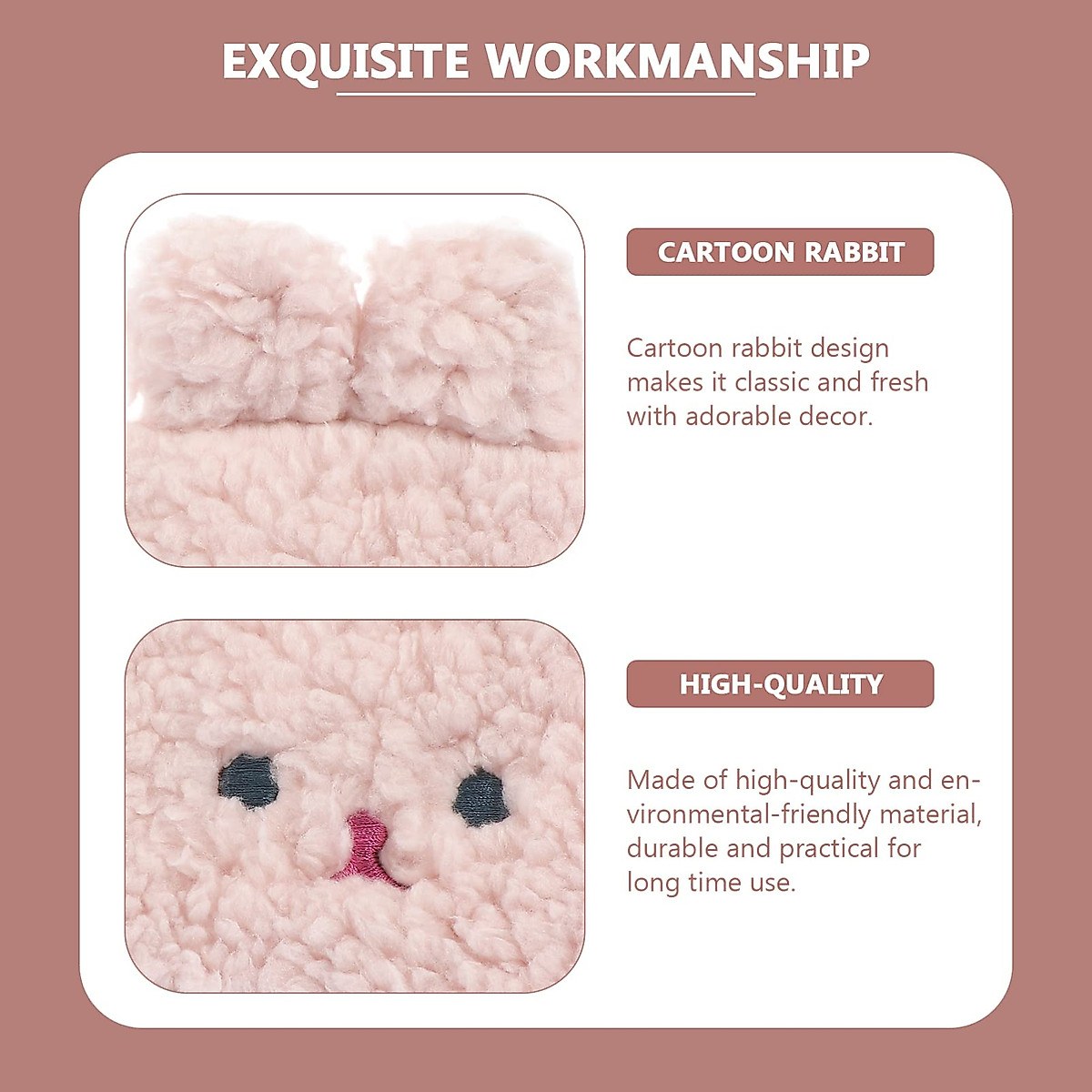 Rabbit Coin Purse Small Plush Purse Zipper Money Wallet Stuffed Handbag for Girls Women Birthday Easter Christmas Party Pink