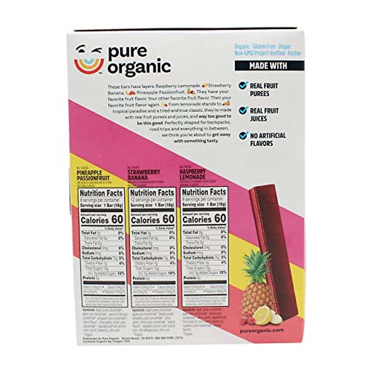 Pure Organic Layered Fruit Bars Variety Pack 28 count (Pack of 1).