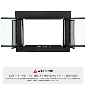 Stanbroil Fireplace Glass Cabinet-Style Door, Black Finish, Large, Decorative Fireplace Screen Door for Fireplace Accessories