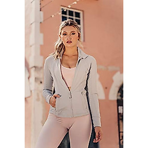 90 Degree By Reflex Women’s Lightweight, Full Zip Running Track Jacket - Black - Small