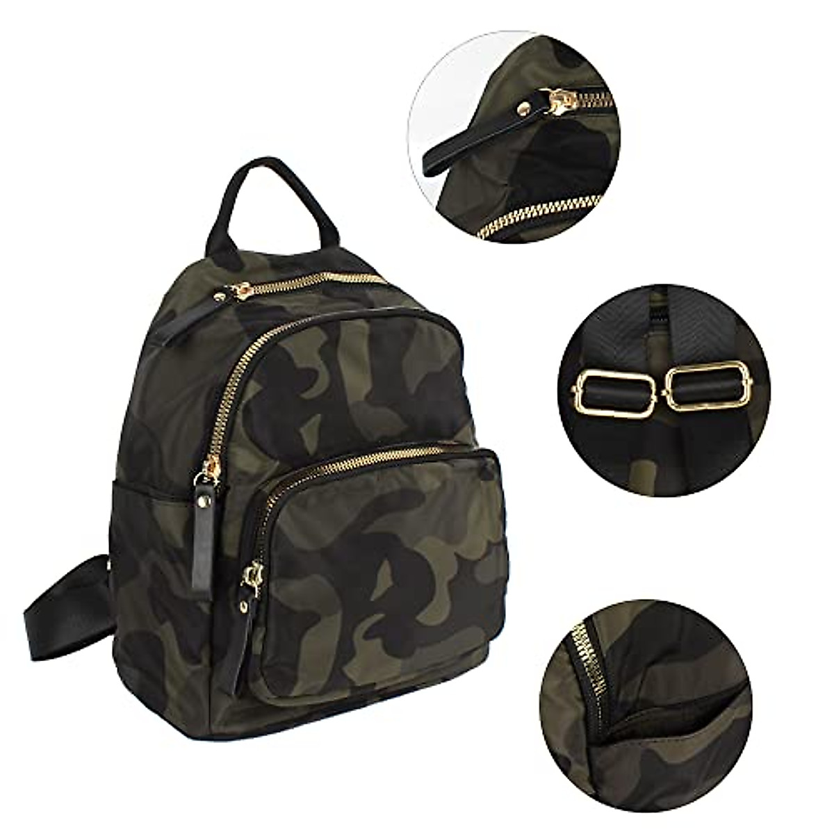 Clara Camouflage Women Mini Backpack Nylon Leisure Daypack Printed Shoulder Bag Handbag Purse(Camouflage)