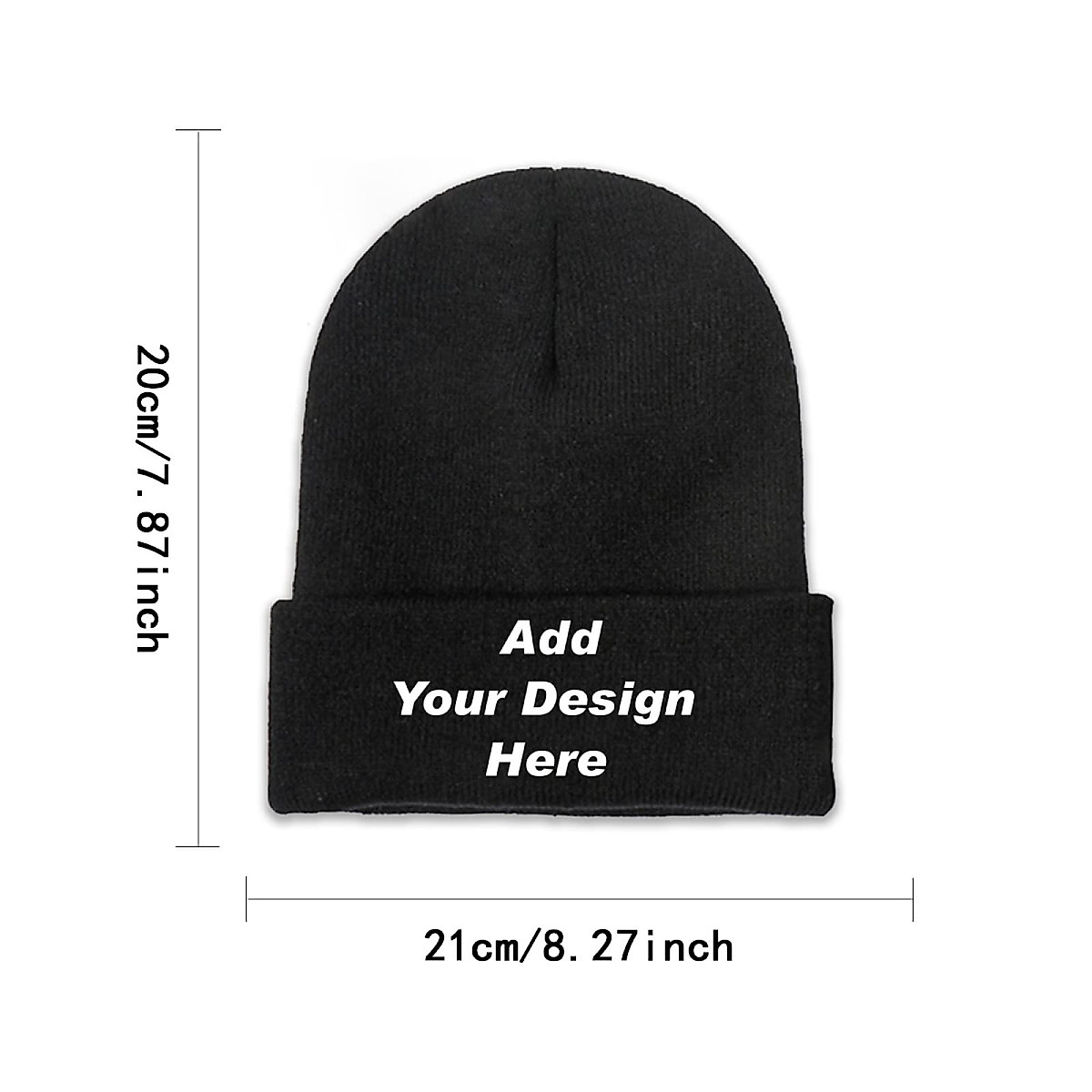 Custom Beanie Hat Personalized Text & Photo & Logo Knit Cuffed Beanie for Men Women