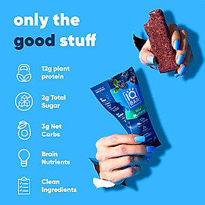 IQBAR Brain and Body Plant Protein Bars - Fruit Lovers Variety - 12 Count, Low Carb, High Fiber, Gluten Free, Vegan Snacks - Low Sugar Keto Bar Pack