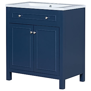 Bellemave 30" Bathroom Vanity with Sink, Bathroom Vanity Set with Two Doors and Adjustable Shelf, Bathroom Vanity and Basin Sink Combo for Bathroom (Blue)