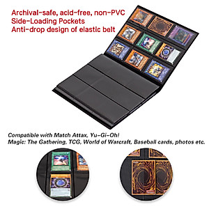 GEAoffice Card Binder, 9 Pockets Trading Card Album Folder, 360 Side Loading Pocket Binder for Sports&Game Cards, MTG and Other TCG, ATCs, Black