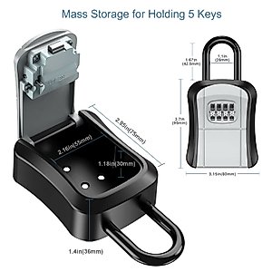 Ankilo Key Lock Box, Lock Box for House Key, 4-Digit Resettable Code Combination Small Safe Security Lockbox, Portable Wall Mounted Key Storage Lock box for Home, Realtors Garage Spare Keys,1 Pack…