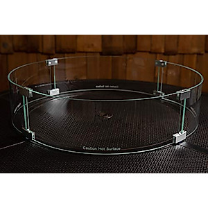 Fire Sense Fire Pit Wind Guard Clear Glass Tempered Glass for Propane, Gas, Fire Pits and Patio Heaters - Round - 26 Inches