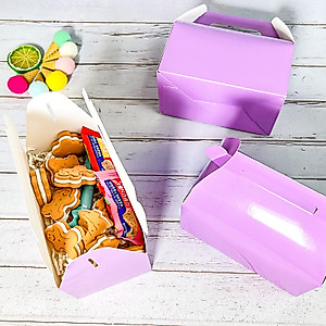 ONE MORE 25-Pack Gable Candy Purple Treat Boxes,Small Goodie Gift Boxes for Wedding and Birthday Party Favors Box 6.2 x 3.5 x 3.5 inch (Purple,25)