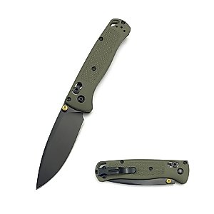 Manual Open Bugout 535 Folding Knife, Axis Lock Pocket Knife with 3 Inch 8Cr13MoV Blade, Glass Reinforced Nylon Grivory Handle, Belt Clip for Camping Hunting
