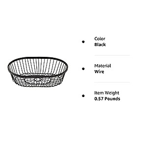 American Metalcraft WBBV90 Wire Basket, Oval Black 9" L x 6" W x 2 ¾" H