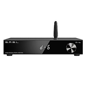 S.M.S.L D-6 Dual AK4493s Chip Bluetooth 5.1 LDAC Audio DAC DSD512 PCM 768kHz 32Bit CK-03 Clock Moudule 6.35mm TRS*2 Balanced Output Type C to Type C USB RCA Decoder with Remote Control (Black)