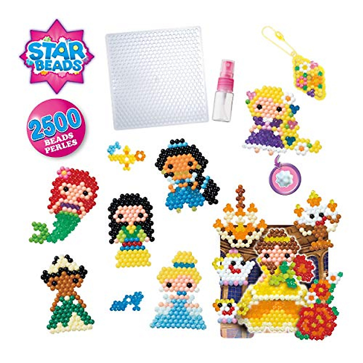 Aquabeads Disney Princess Creation Cube, Complete Arts & Crafts Bead Kit for Children - Over 2,500 Beads & Display Stand The Create Belle, Ariel, Tiana, Rapunzel and More