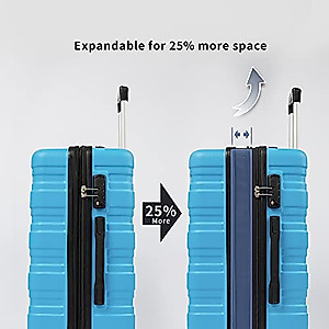 Merax Luggage Sets TSA 3 Piece Spinner Suitcase Lightweight 20 24 28 inch (Elegant blue)