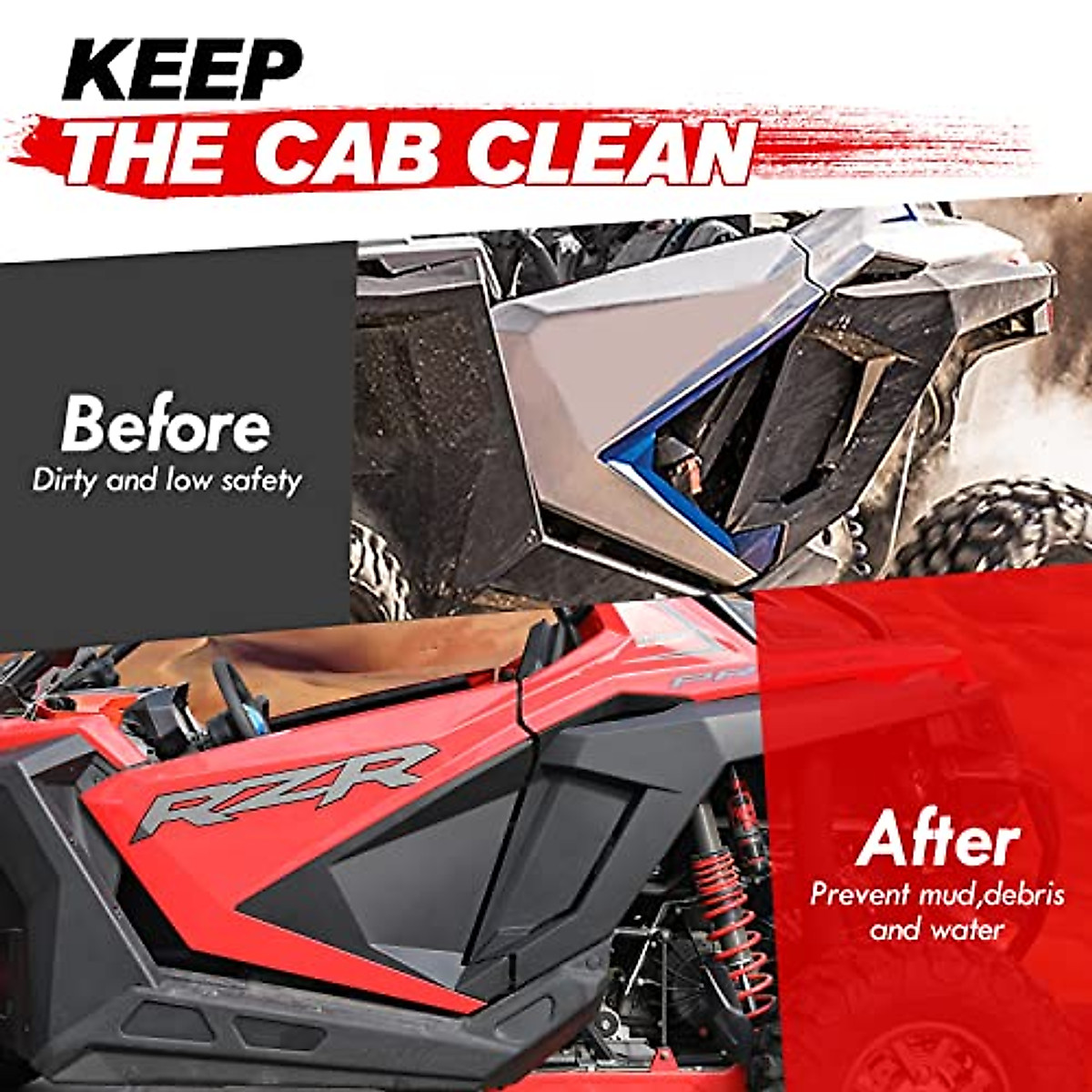 A & UTV PRO Lower Door Panel with Insert Kit for 2020 2021 2022 2023 Polaris RZR PRO XP, 2022 2023 RZR PRO R, Turbo R Accessories, Door Valance Trim,Closeoff Inserts,Replace OEM # 2883765, Mud Guard