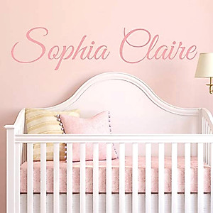 Fancy Cursive Single Personalized Custom Name Vinyl Wall Art Decal Sticker 36" W, Girl Name Decal, Girls Name, Nursery Name, Girls Name Decor, Girls Bedroom Decor, PLUS FREE 12" WHITE HELLO DOOR DECAL