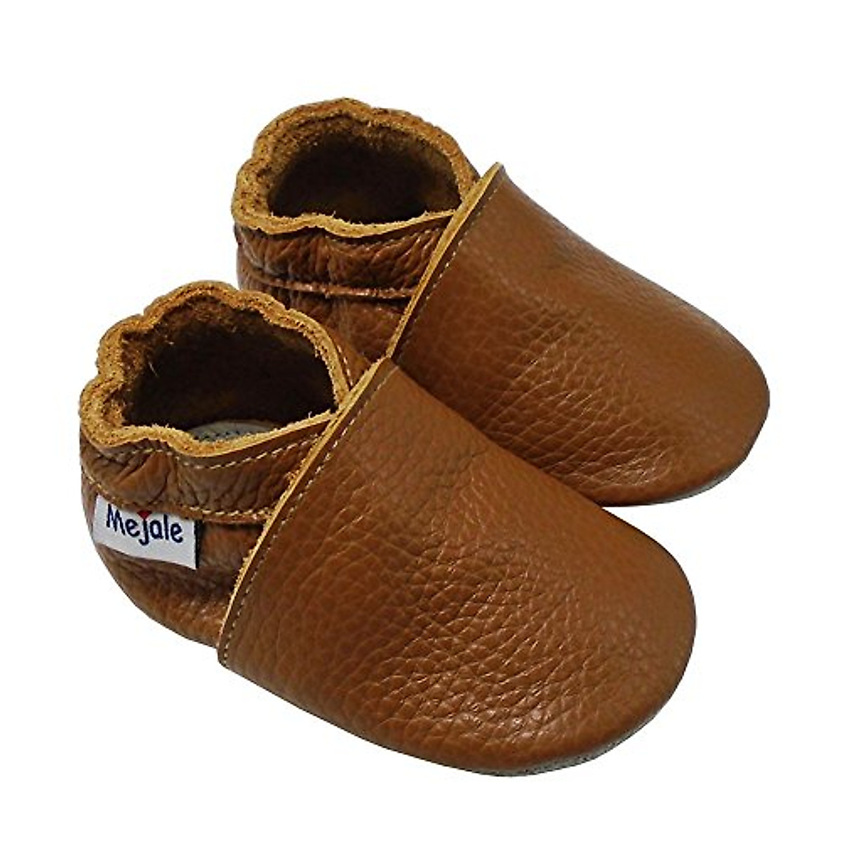 Mejale Baby Soft Soled Leather Moccasins Anti-Slip Infant Toddler Shoes First Walkers(Brown,6-12 Mos)