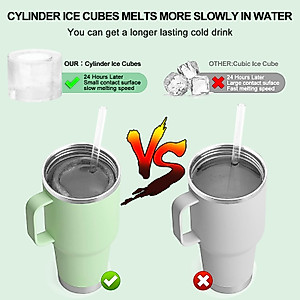 DDMY Ice Cube Tray, Stanley Ice Mold Silicone Ice Cube Tray Ice Cube Trays for Freezer, 3 Sizes Hollow Cylinder Ice Trays for Freezer with Lid for 20-40 Oz Tumbler Cup, Easy Fill and Release Ice Mold